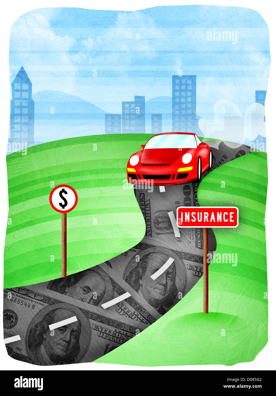 Car moving on a road of money Stock Photo - Alamy