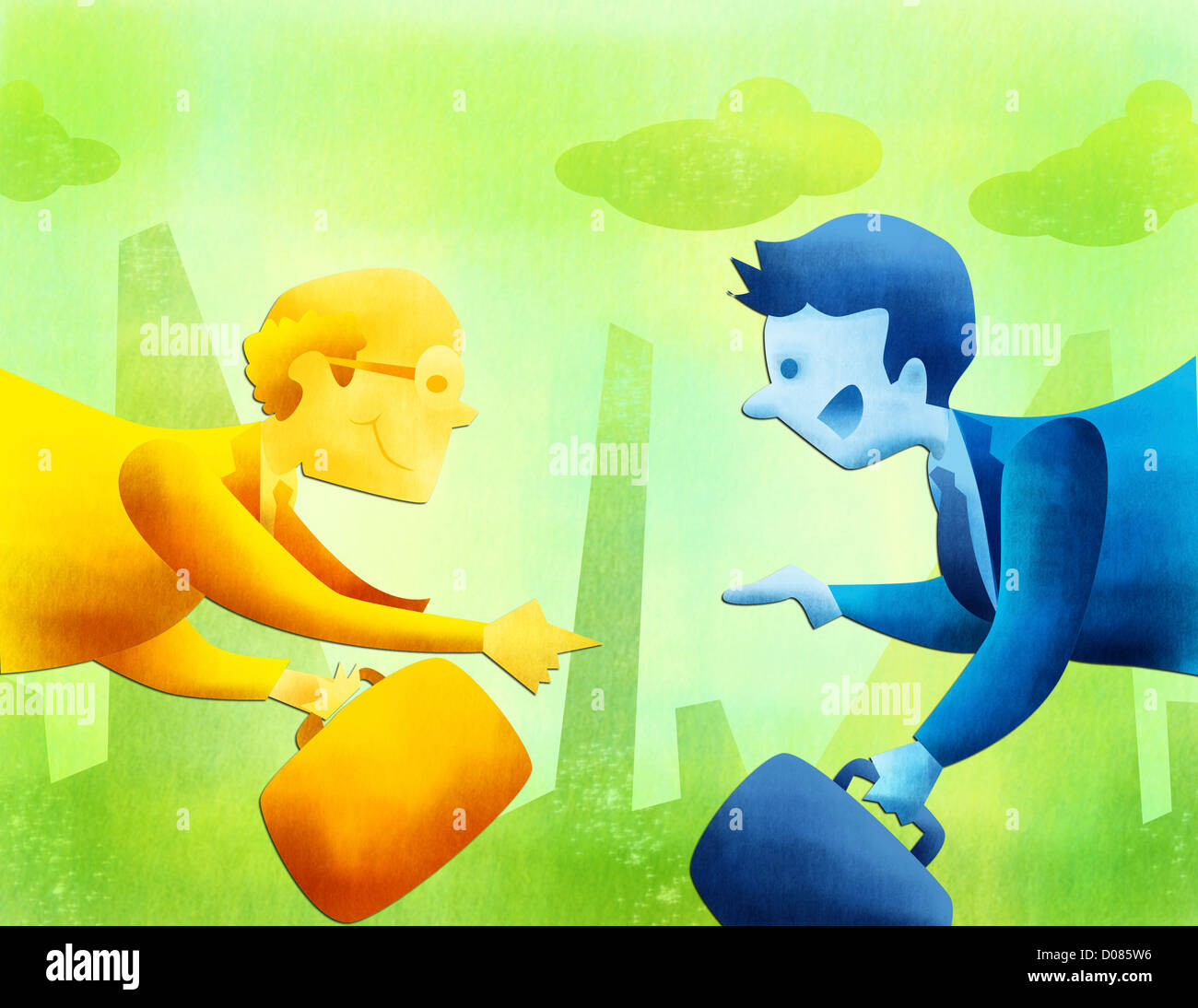 Conceptual image representing the merger of two companies Stock Photo ...