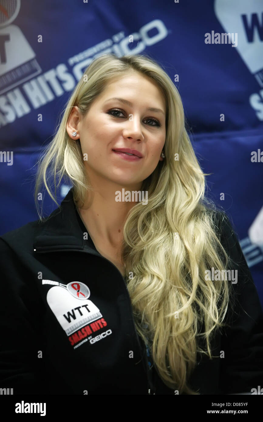 Anna Kournikova attends a press conference a tennis event benefiting ...