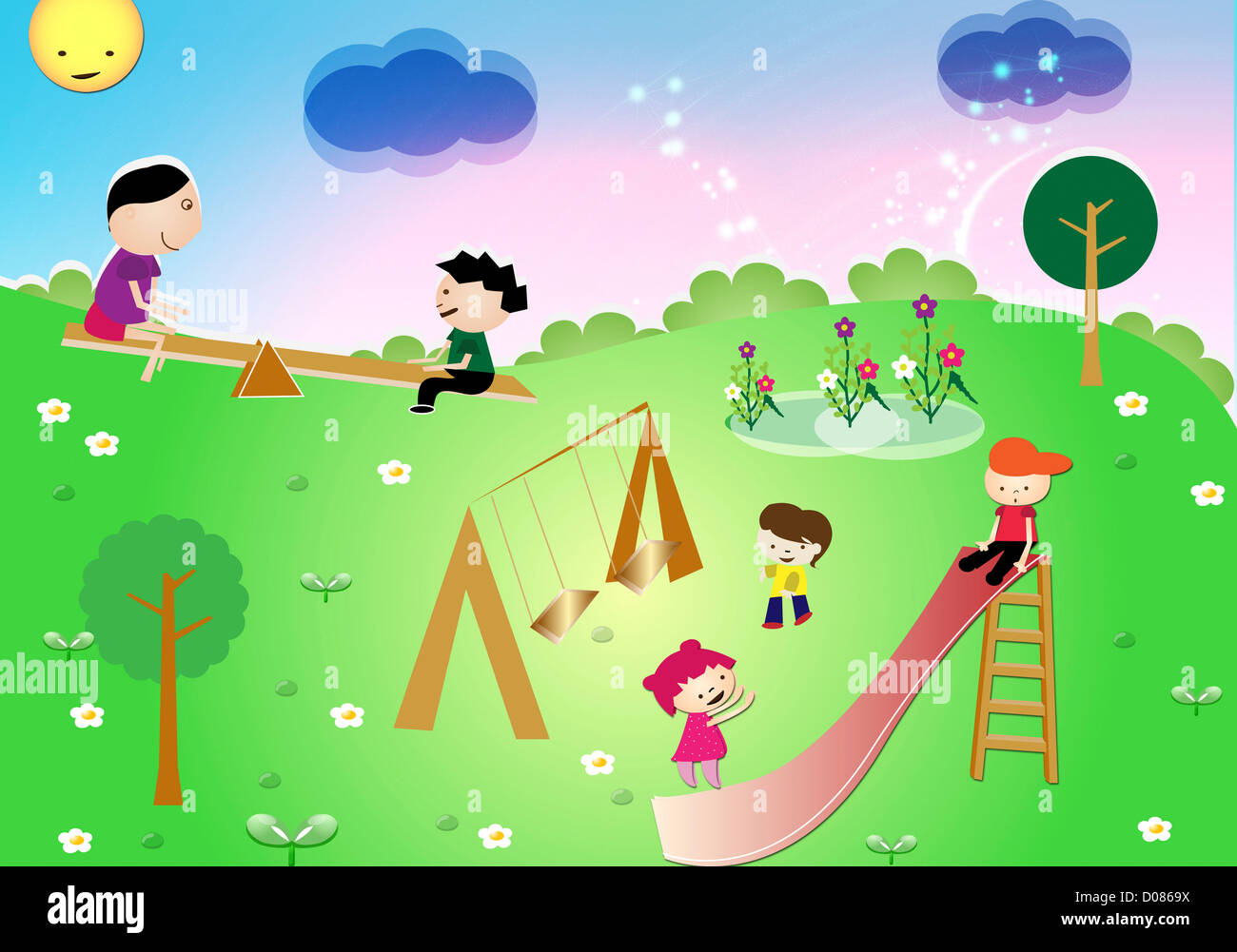 Children playing in a park Stock Photo - Alamy