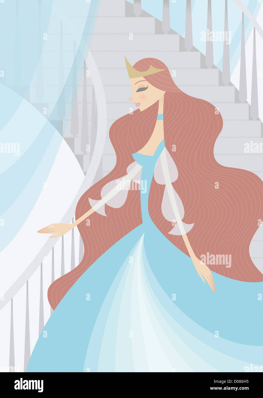 Princess moving down stairs Stock Photo - Alamy