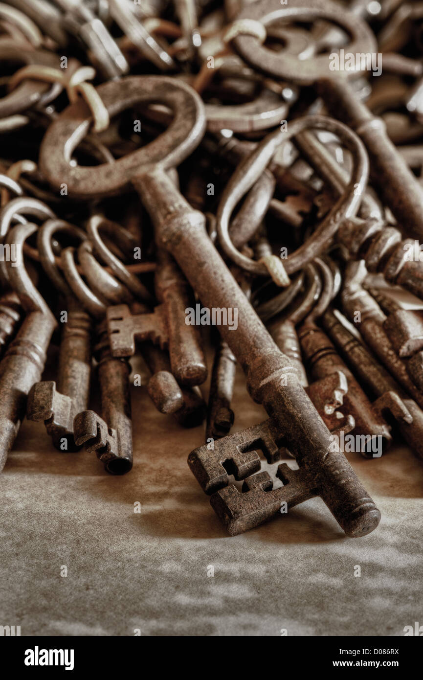 collection of old used rusty and shiny keys antique Victorian Edwardian ...
