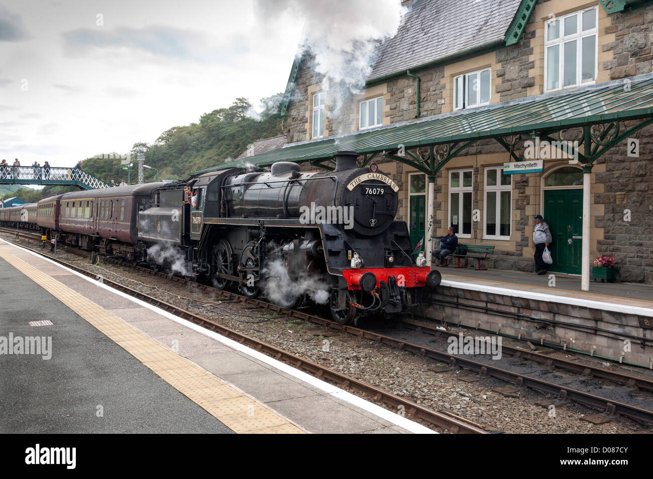 The Cambrian steam train approaches Machynlleth railway station ...