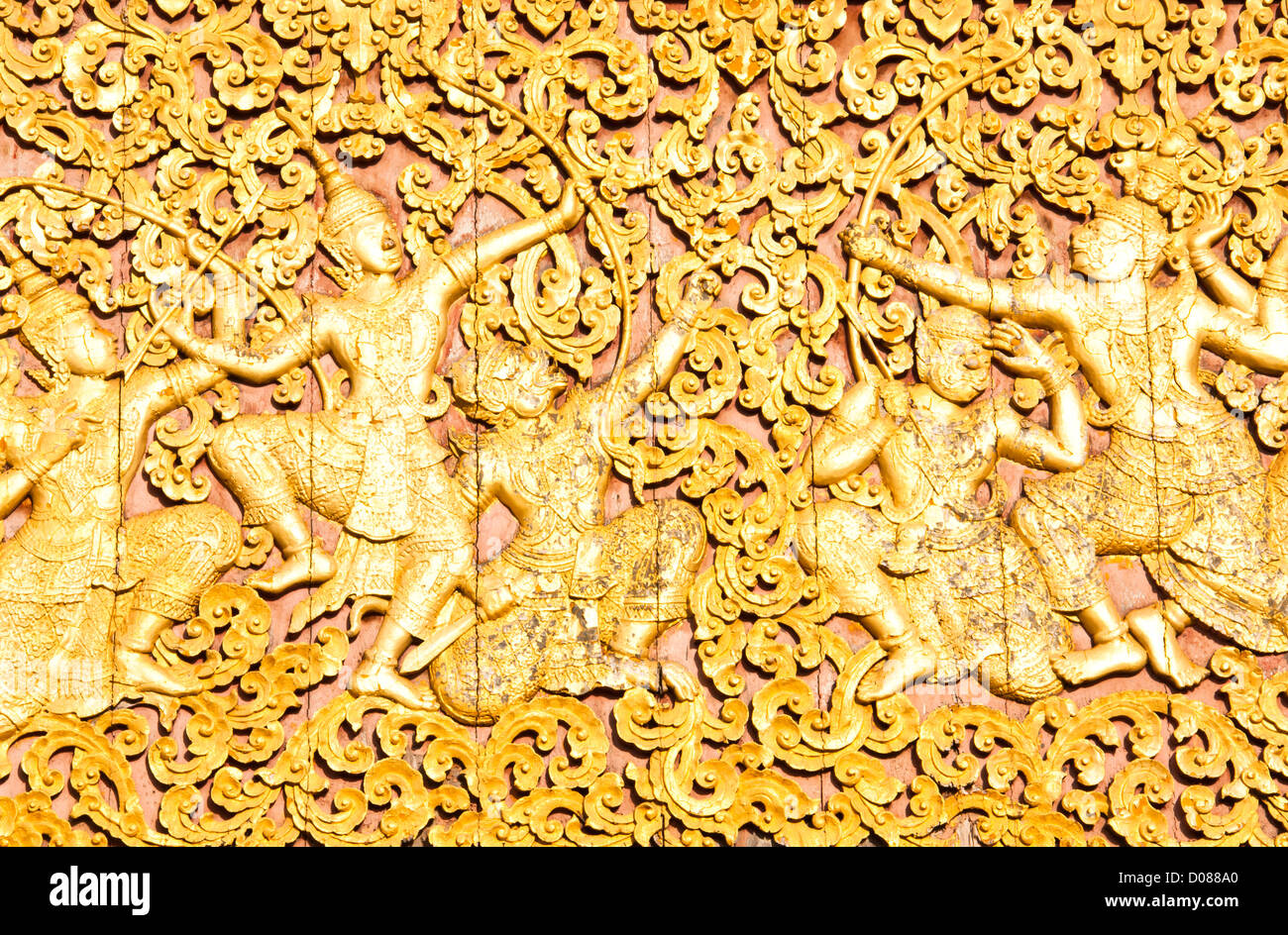 Design art and literature, native Laos style wood carving Stock Photo ...