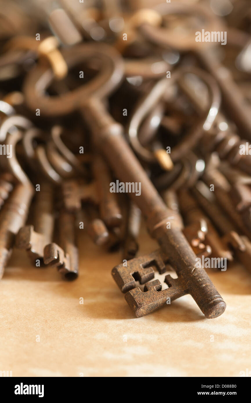collection of old used rusty and shiny keys antique Victorian Edwardian ...