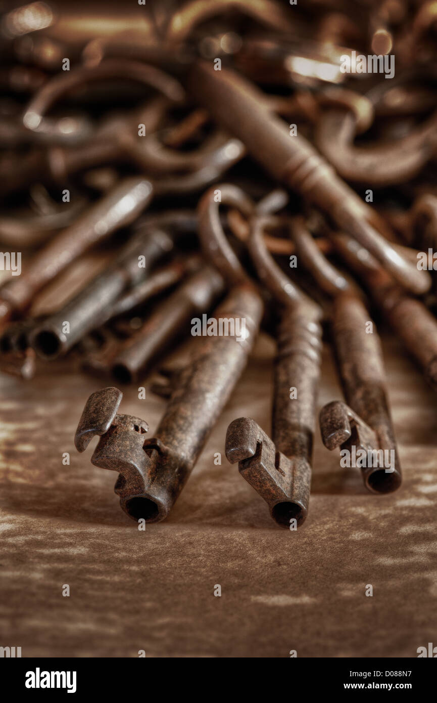 collection of old used rusty and shiny keys antique Victorian Edwardian ...