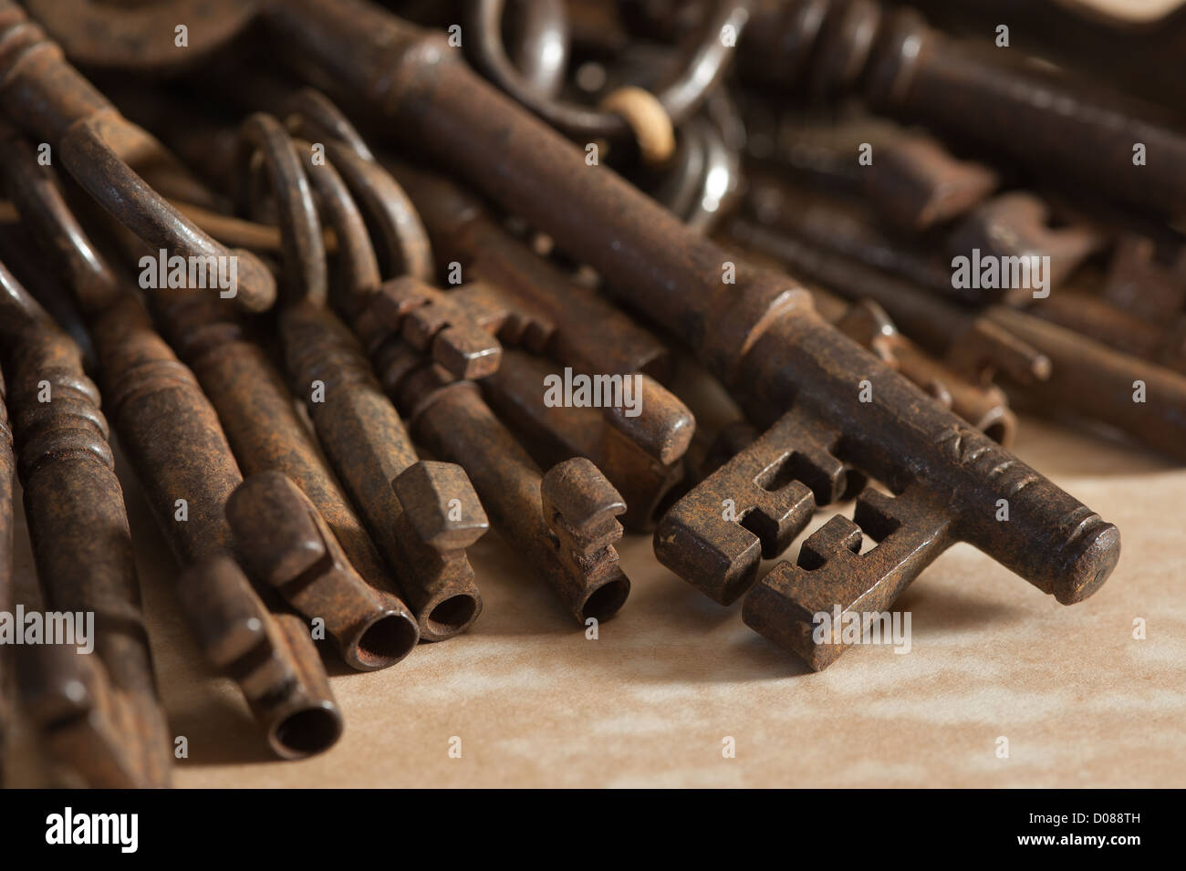 collection of old used rusty and shiny keys antique Victorian Edwardian ...