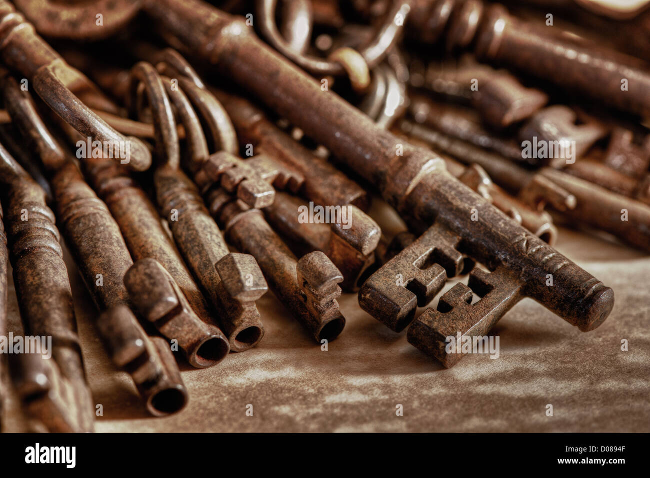 collection of old used rusty and shiny keys antique Victorian Edwardian ...
