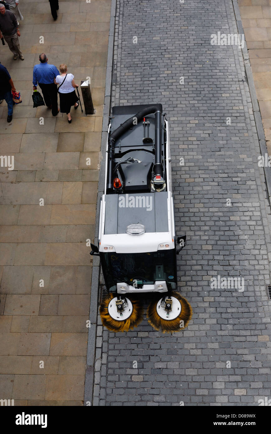 Road sweeper cleaning the streets in the city of Chester Stock Photo ...