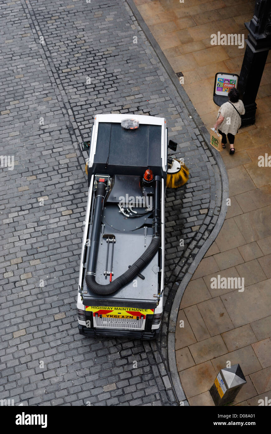 Road sweeper cleaning the streets in the city of Chester Stock Photo ...