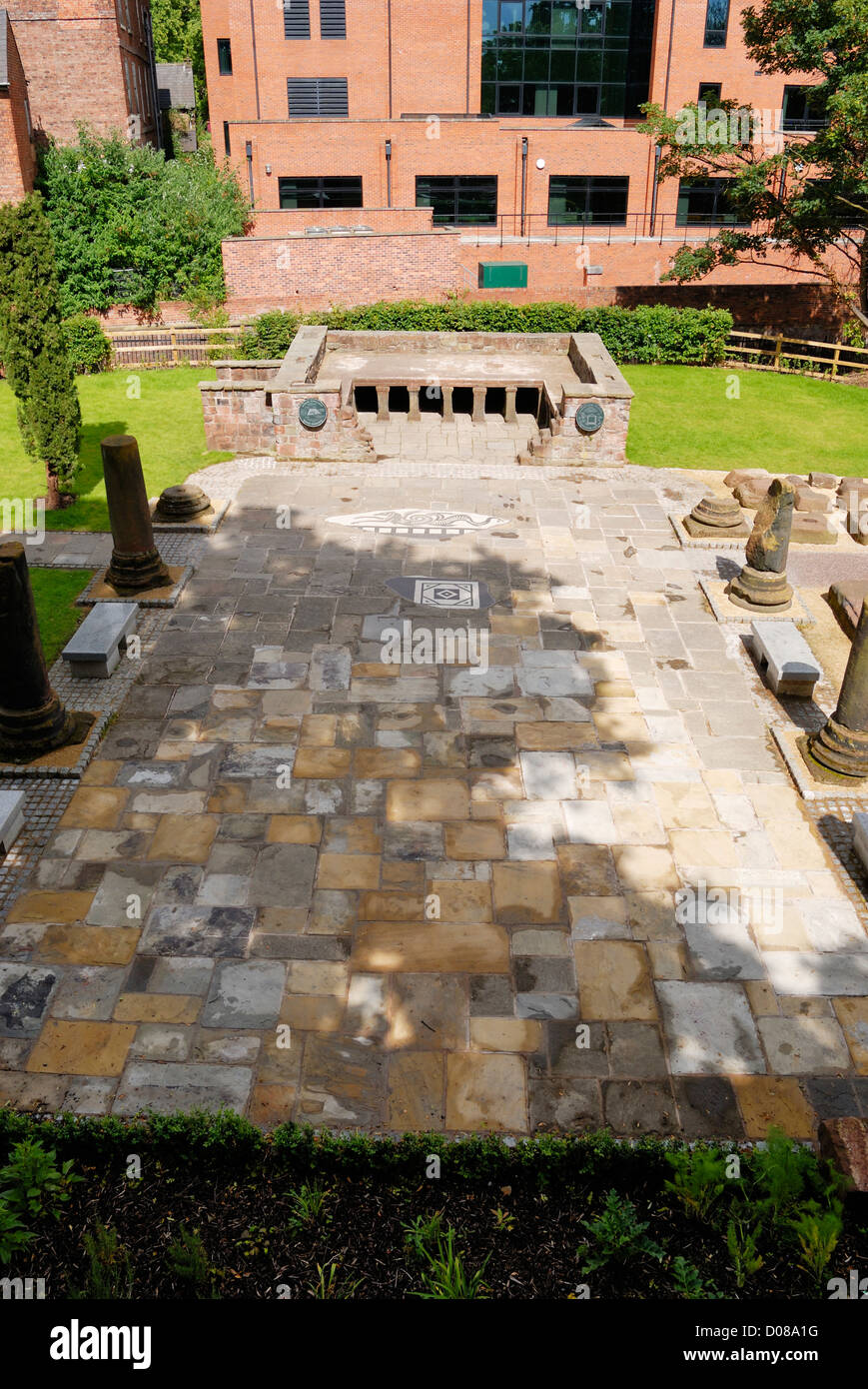 Tthe Roman gardens near Newgate and Amphitheatre in the historic city ...