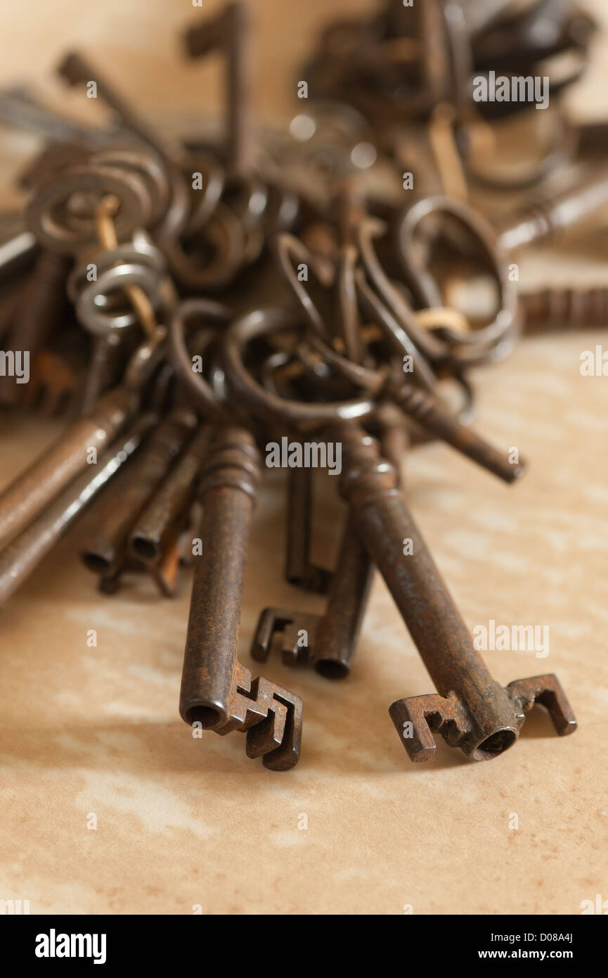 collection of old used rusty and shiny keys antique Victorian Edwardian ...