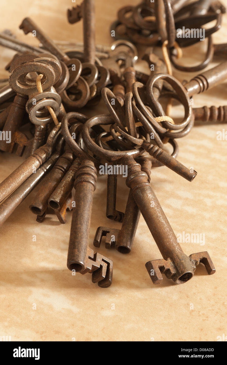 collection of old used rusty and shiny keys antique Victorian Edwardian ...