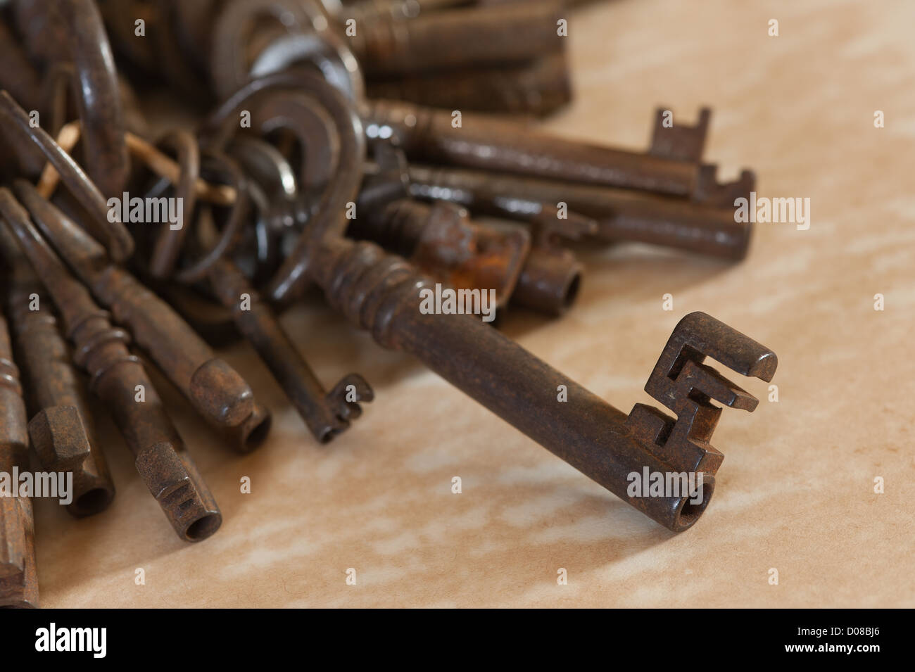 collection of old used rusty and shiny keys antique Victorian Edwardian ...