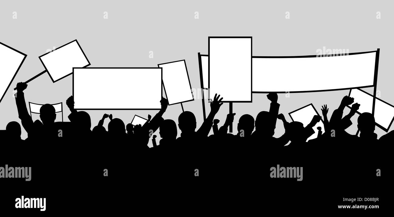 silhouettes of people protesting Stock Photo - Alamy