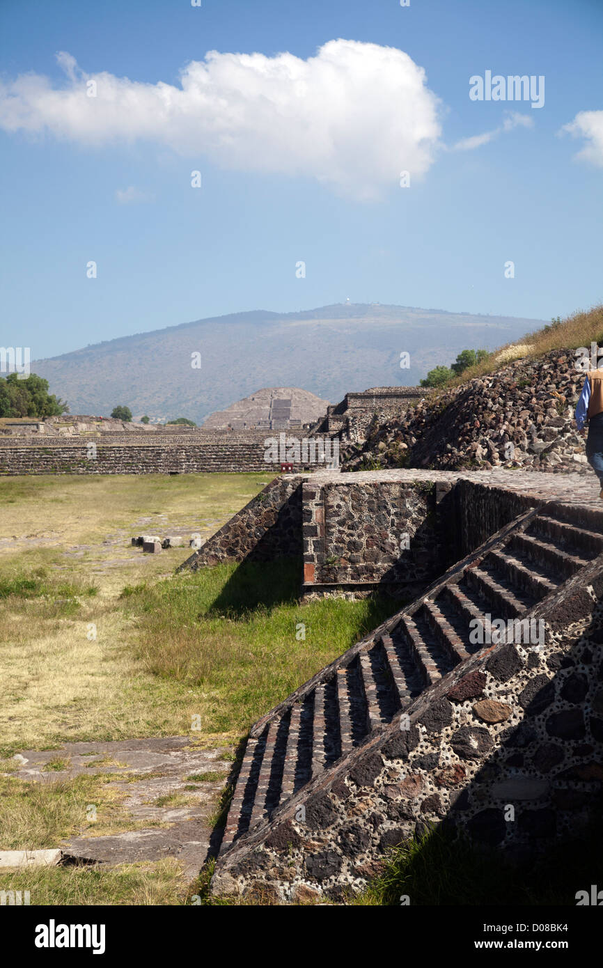 Teotihuacan Pyramids, Pyramid of Moon in far Distance , in Mexico Stock ...