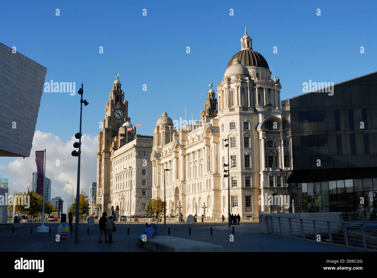 Pier Head in Liverpool with the Grade 2 listed buildings known as the ...