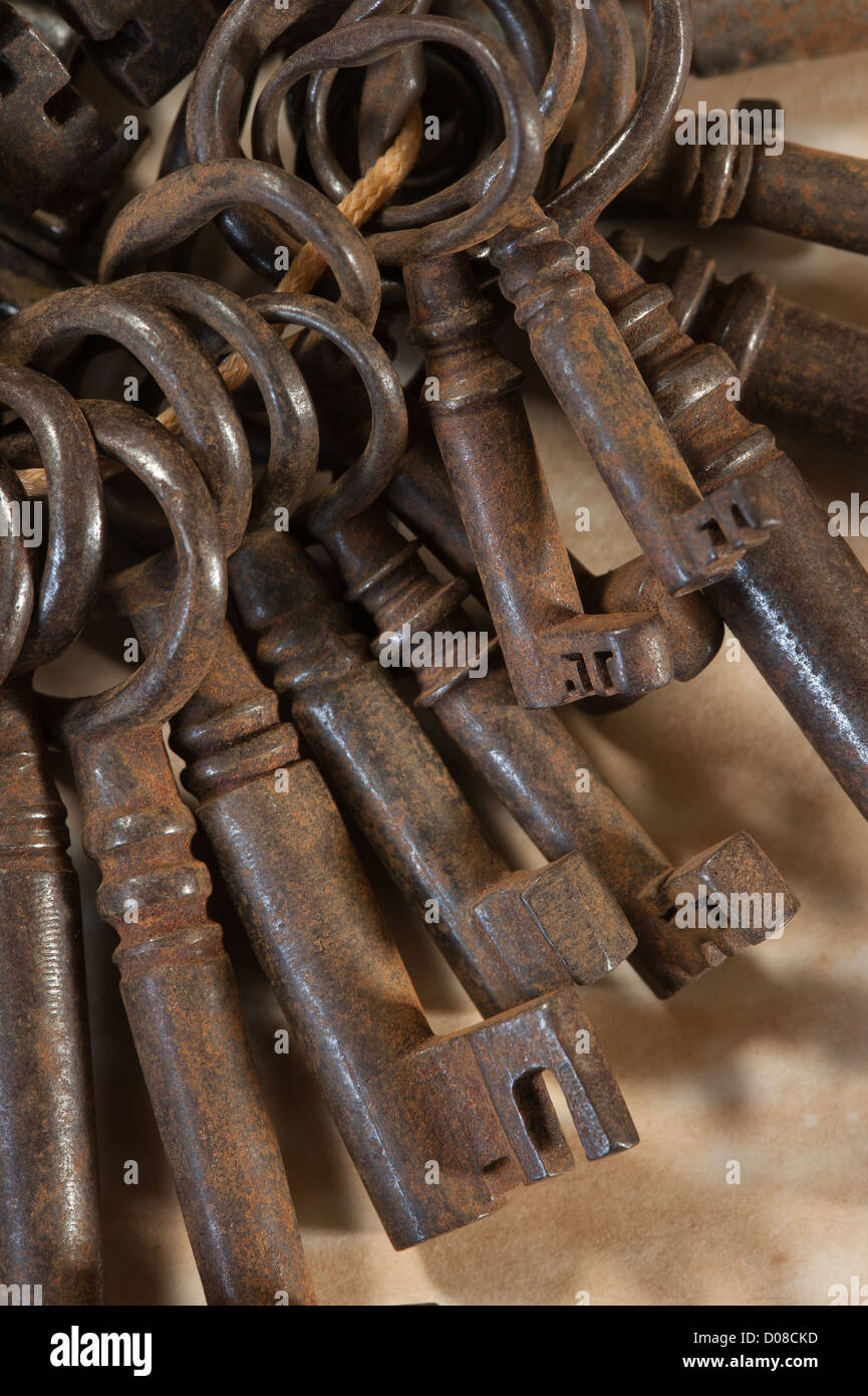 collection of old used rusty and shiny keys antique Victorian Edwardian ...