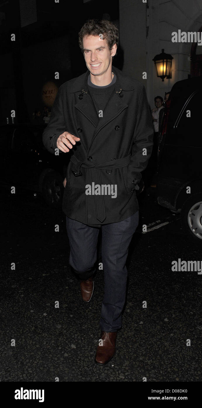 Andy Murray leaving Nobu Berkeley restaurant. London, England - 18.11. ...
