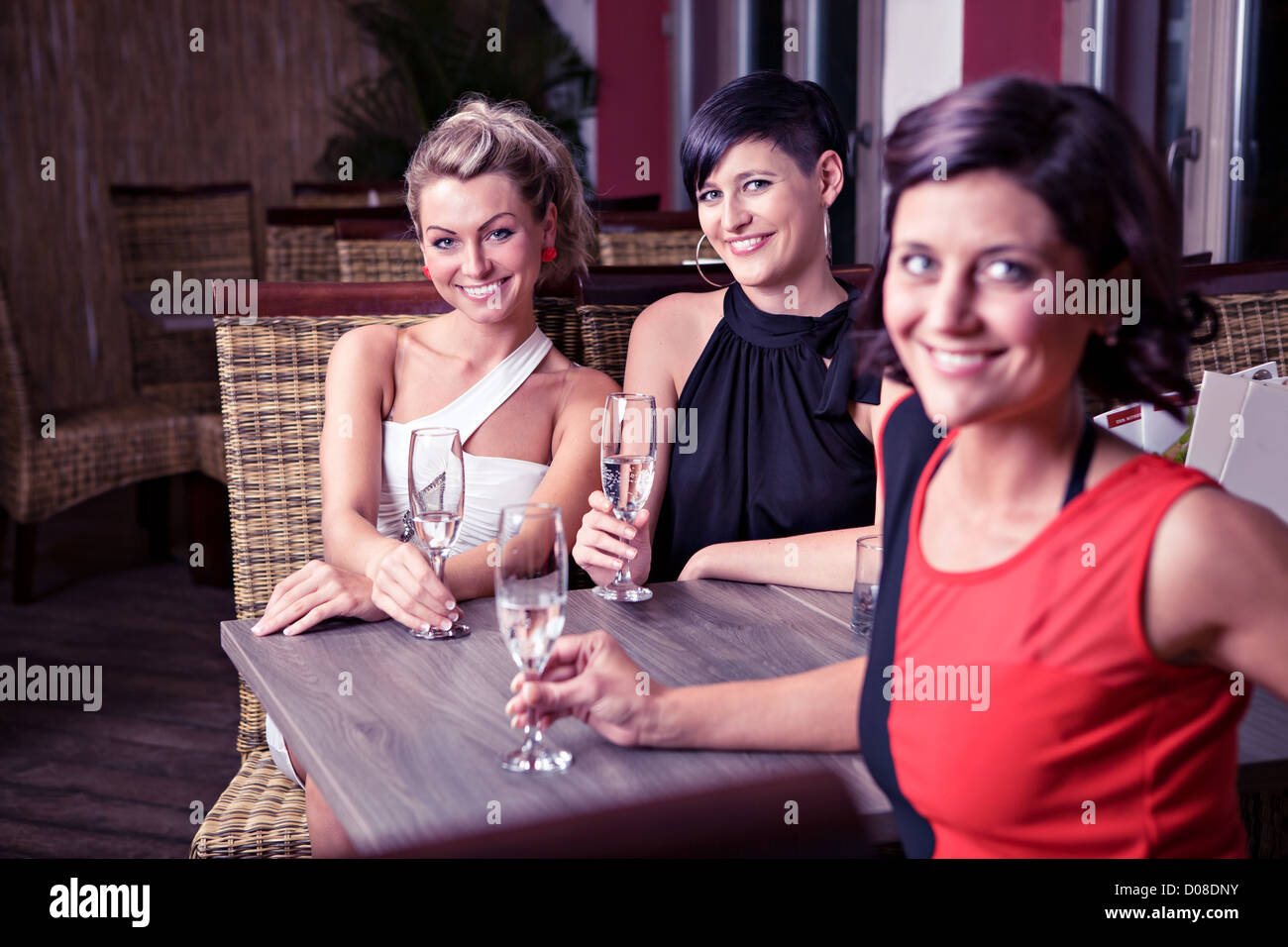 group of young women in the bar Stock Photo - Alamy