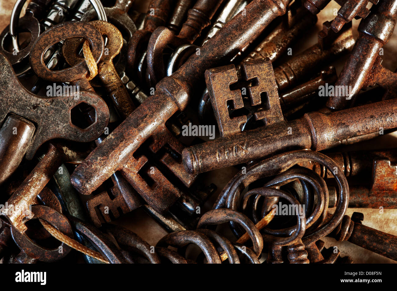 collection of old used rusty and shiny keys antique Victorian Edwardian ...