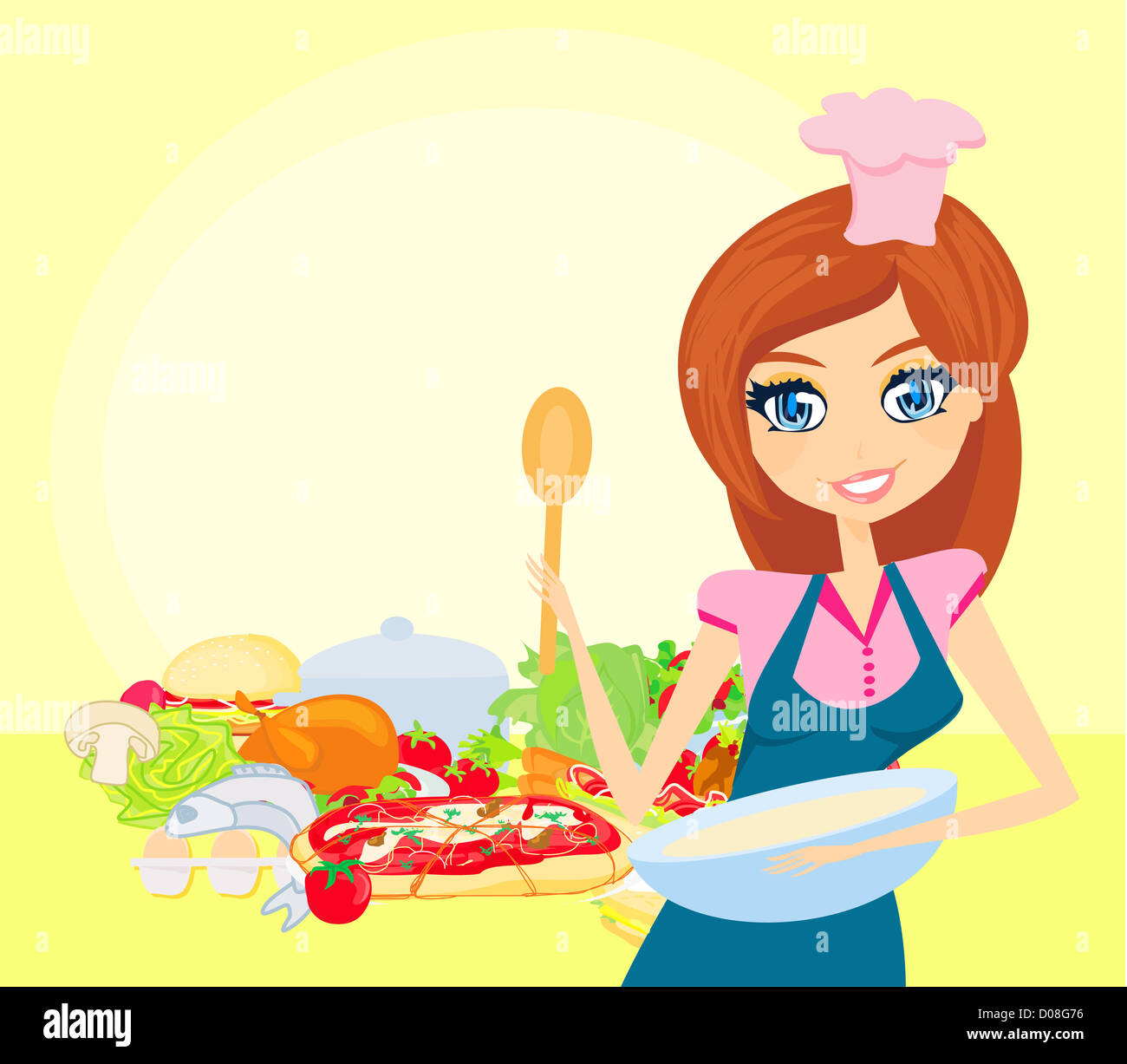 Beautiful lady cooking Stock Photo - Alamy