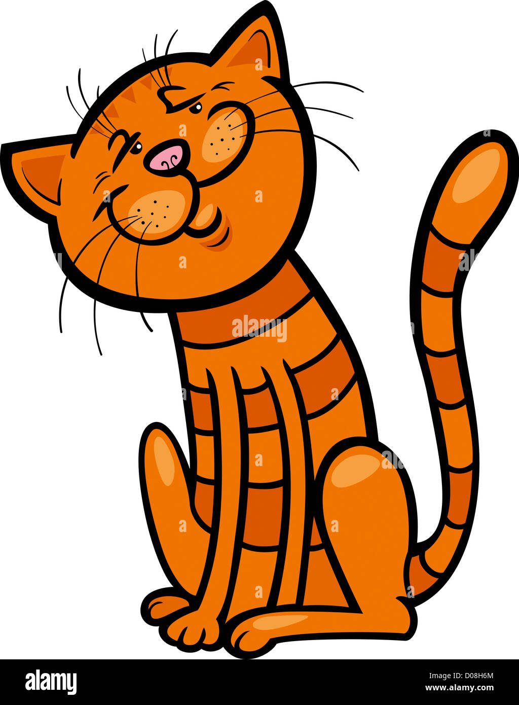 Cartoon Illustration of Happy Red Tabby Cat Stock Photo - Alamy