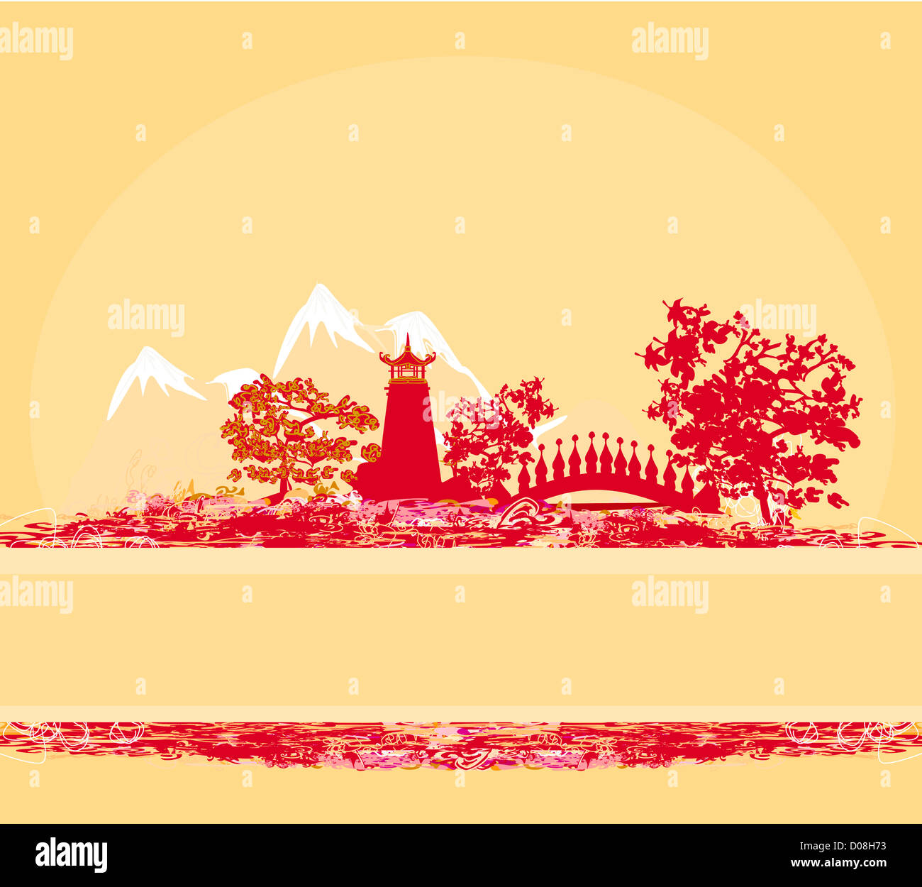 old paper with Asian Landscape Stock Photo - Alamy