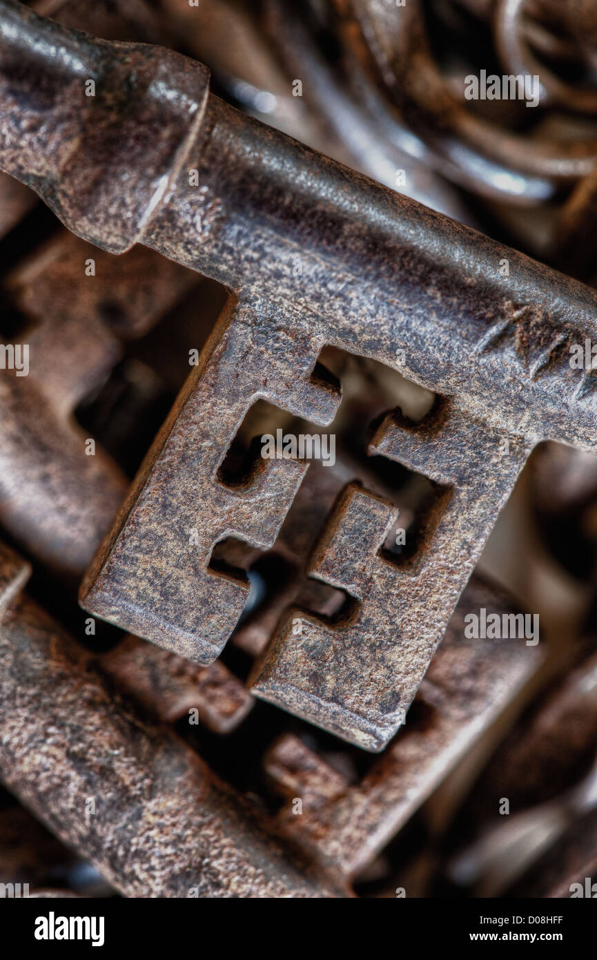 collection of old used rusty and shiny keys antique Victorian Edwardian ...