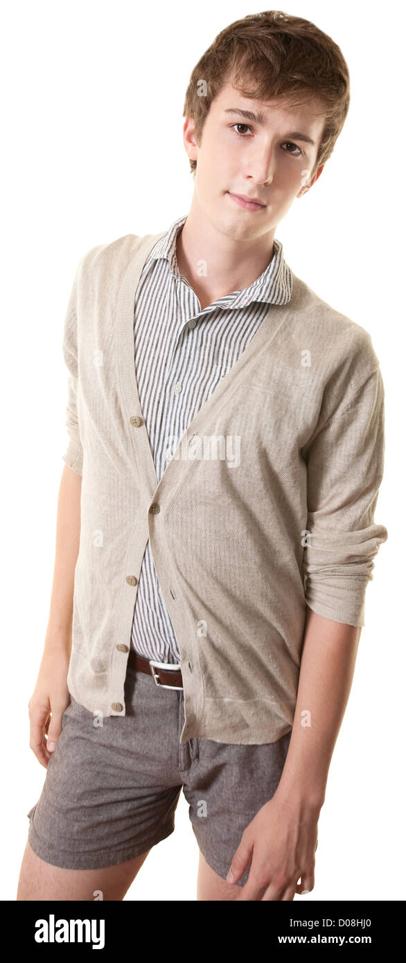 Laid-back young man stands over white background Stock Photo - Alamy