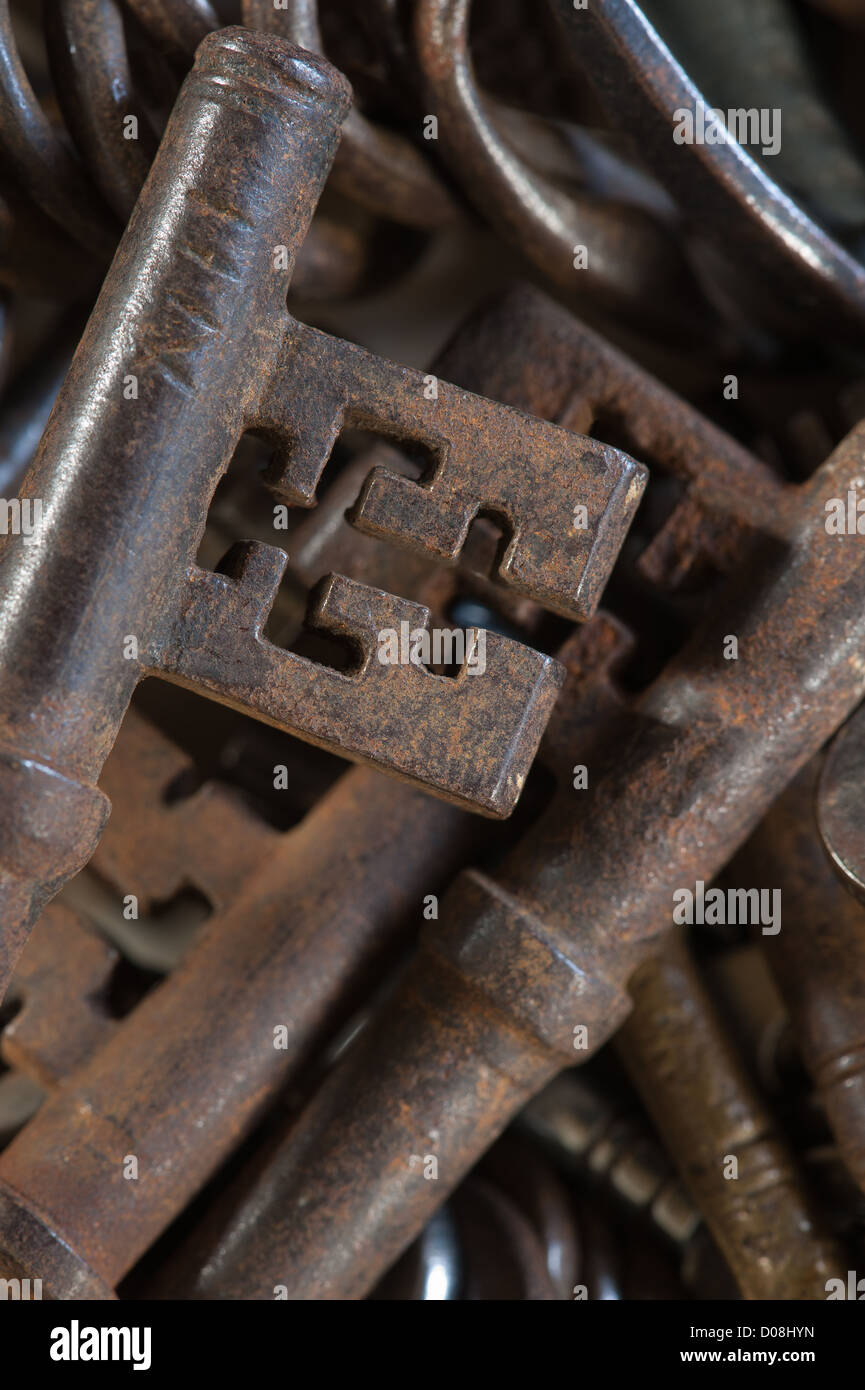 collection of old used rusty and shiny keys antique Victorian Edwardian ...