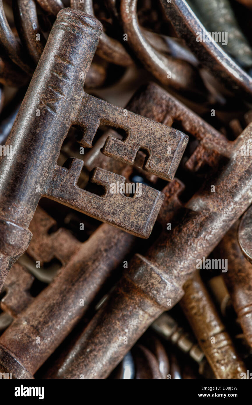 collection of old used rusty and shiny keys antique Victorian Edwardian ...