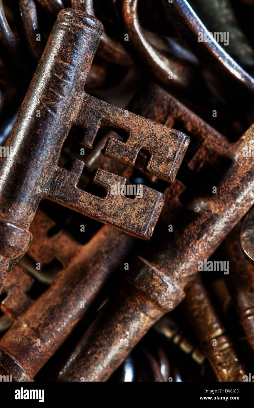 collection of old used rusty and shiny keys antique Victorian Edwardian ...