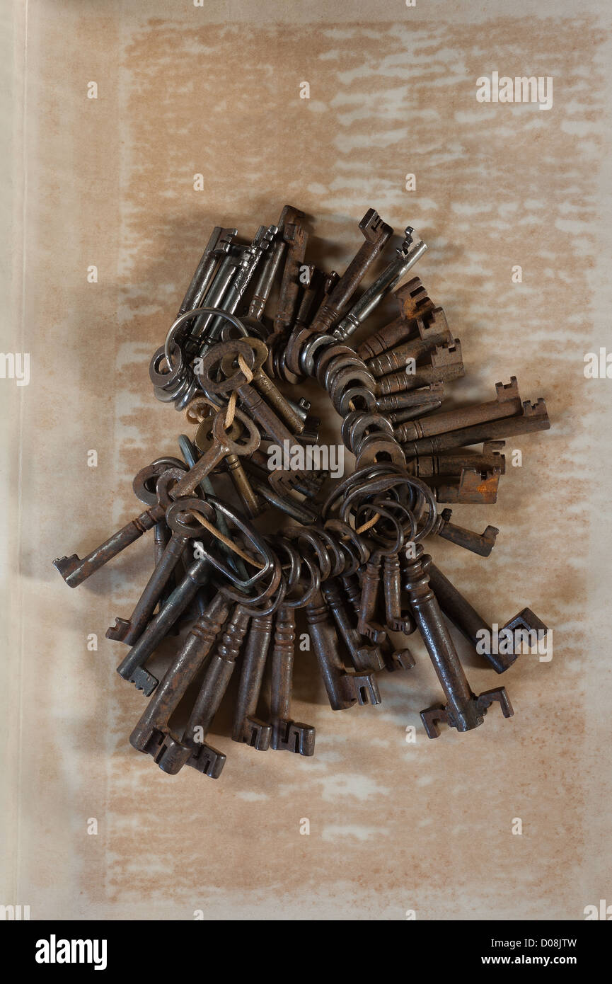collection of old used rusty and shiny keys antique Victorian Edwardian ...