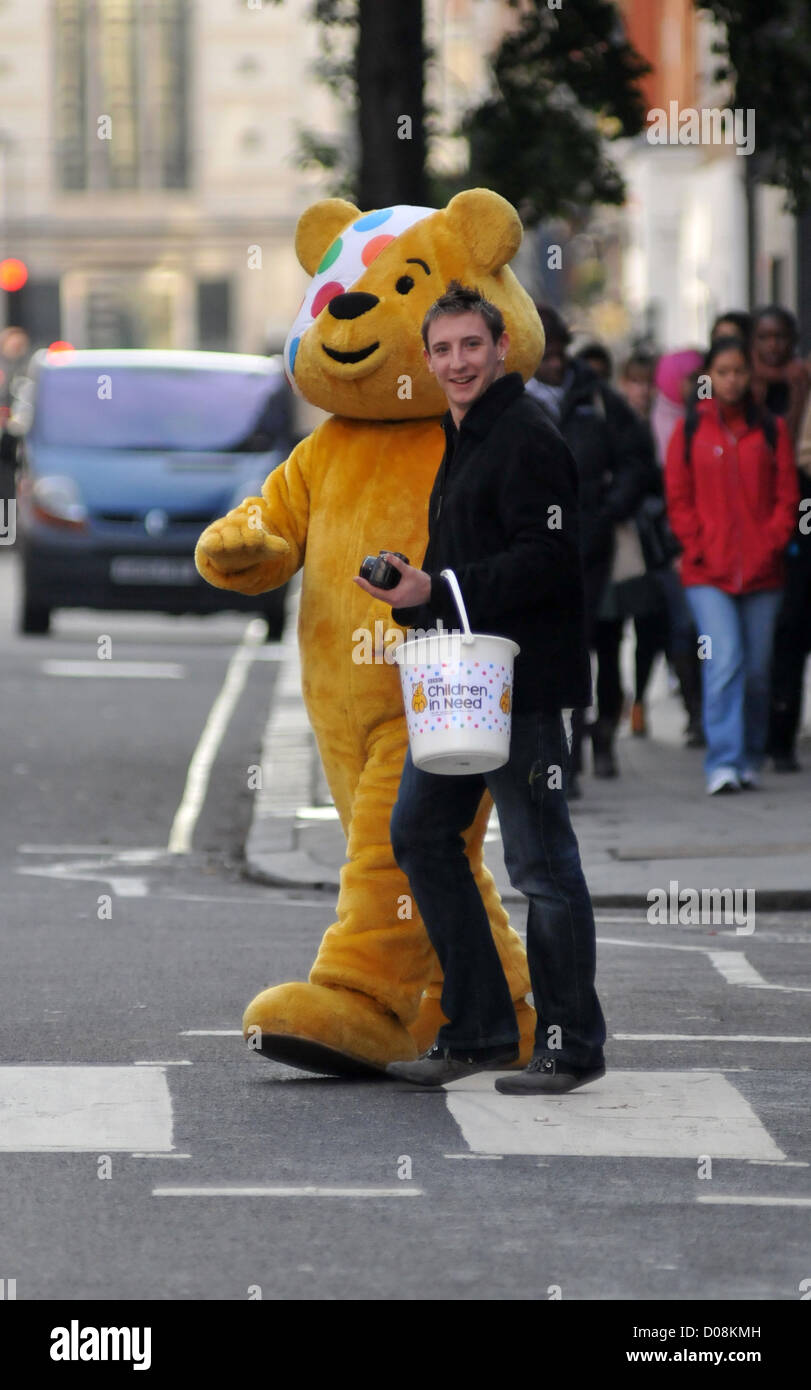 Pudsey the Bear Celebrities outside the BBC Radio Two studios London ...