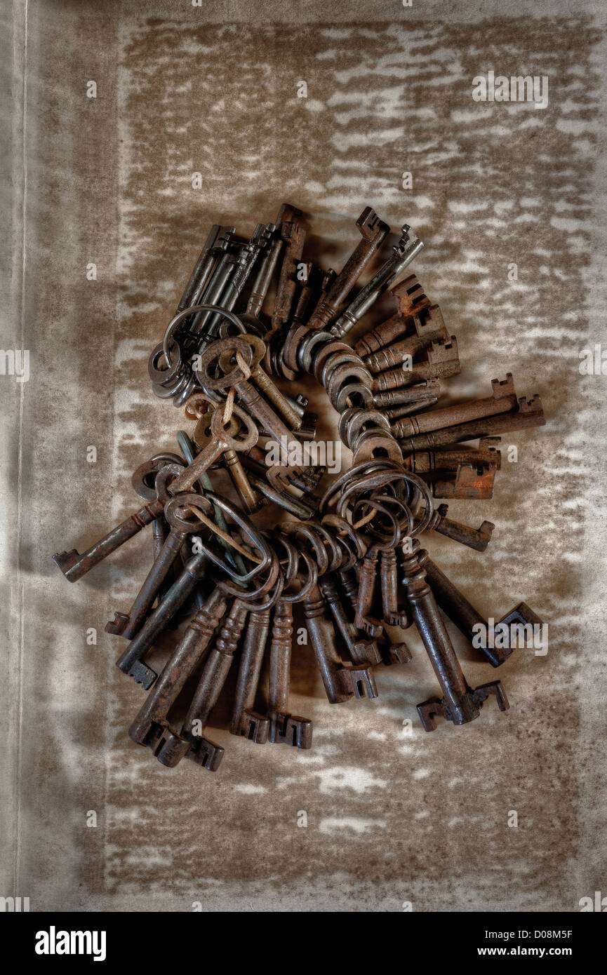 collection of old used rusty and shiny keys antique Victorian Edwardian ...