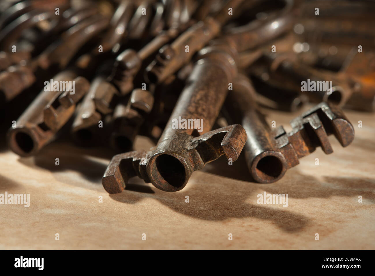 collection of old used rusty and shiny keys antique Victorian Edwardian ...