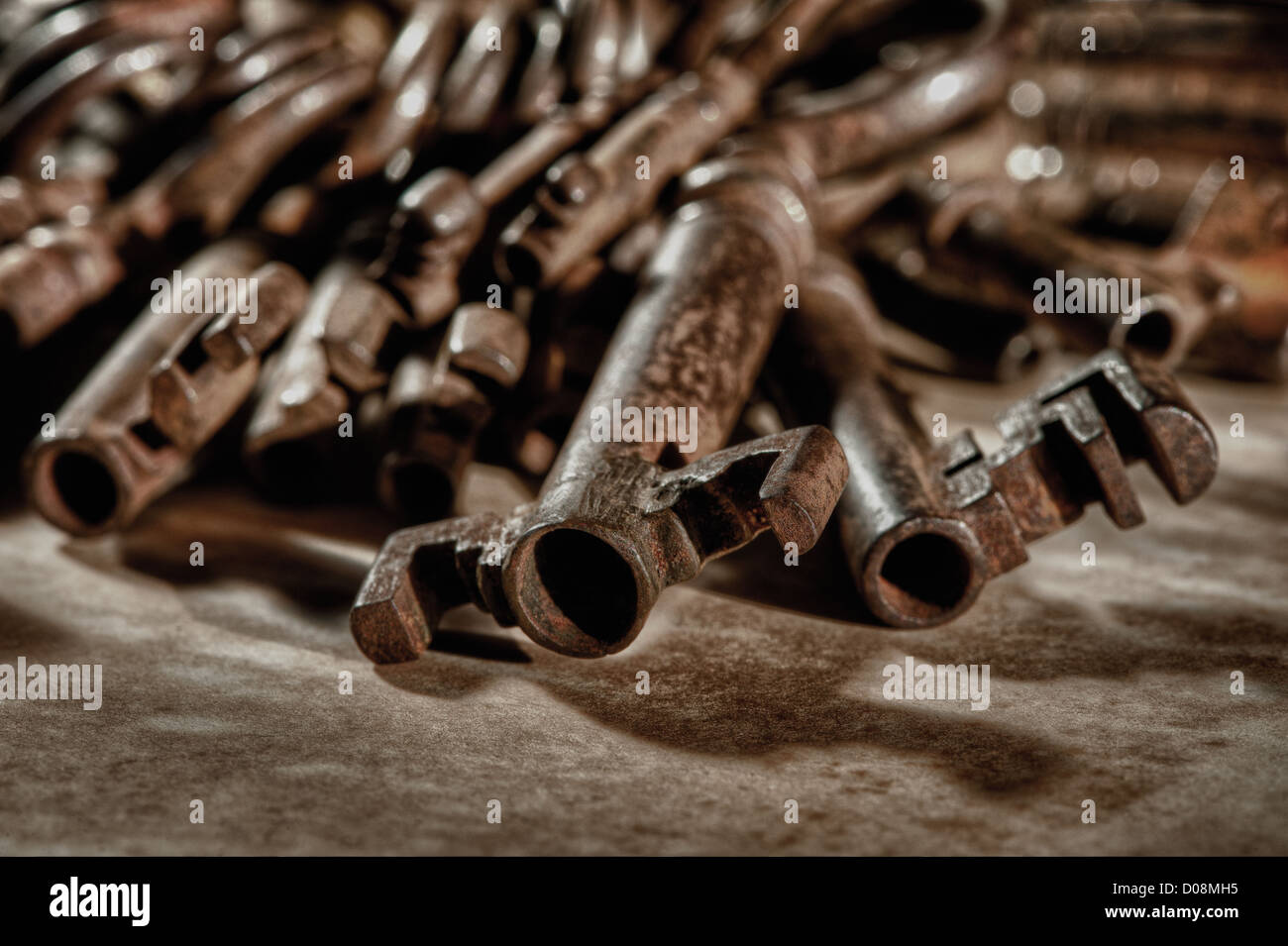 collection of old used rusty and shiny keys antique Victorian Edwardian ...