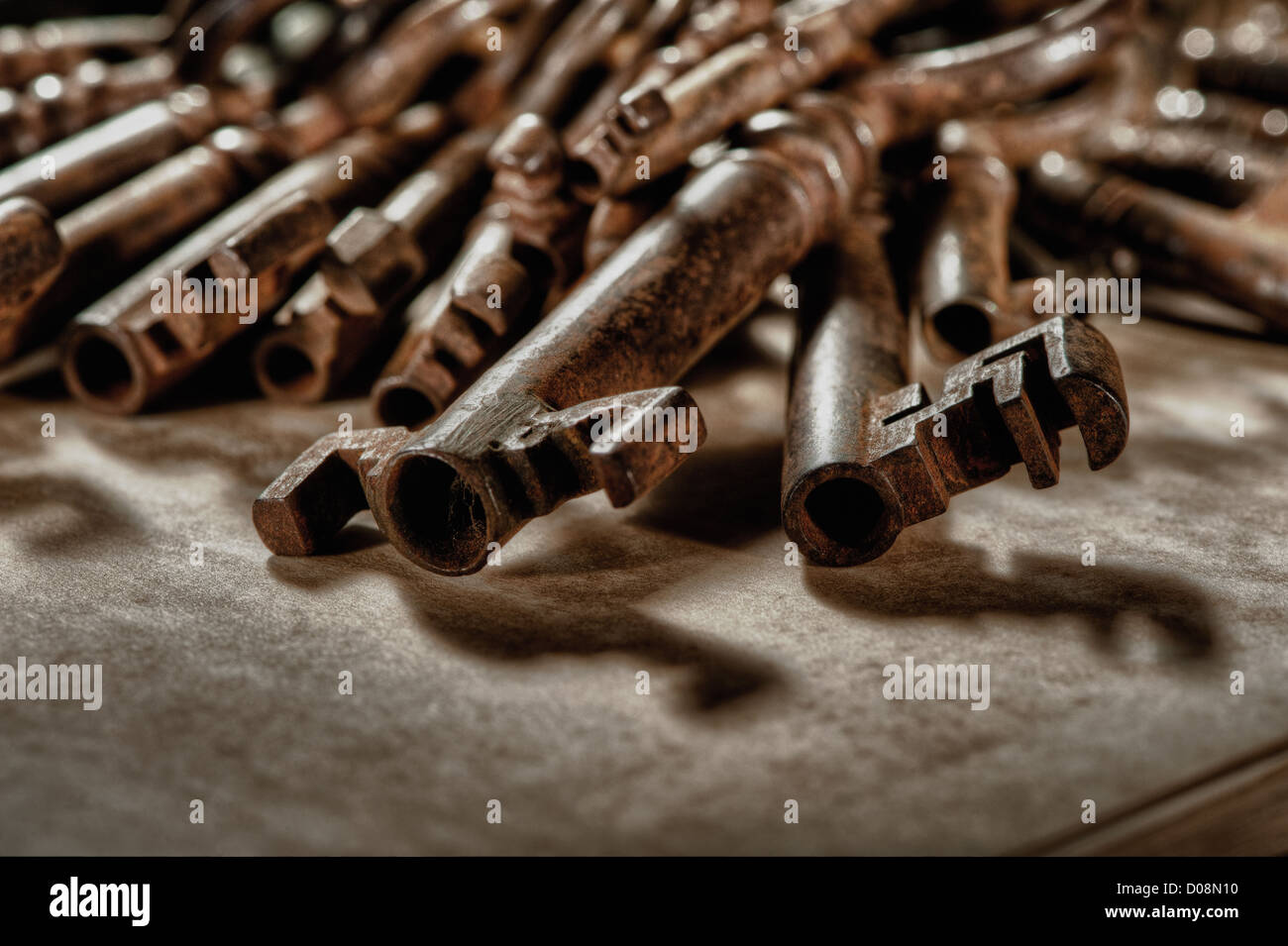 collection of old used rusty and shiny keys antique Victorian Edwardian ...