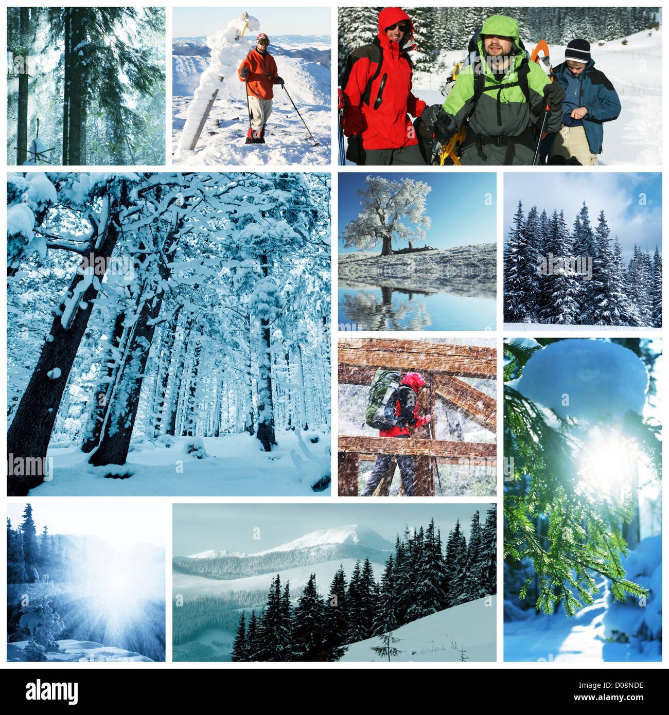 winter vacation collage Stock Photo - Alamy