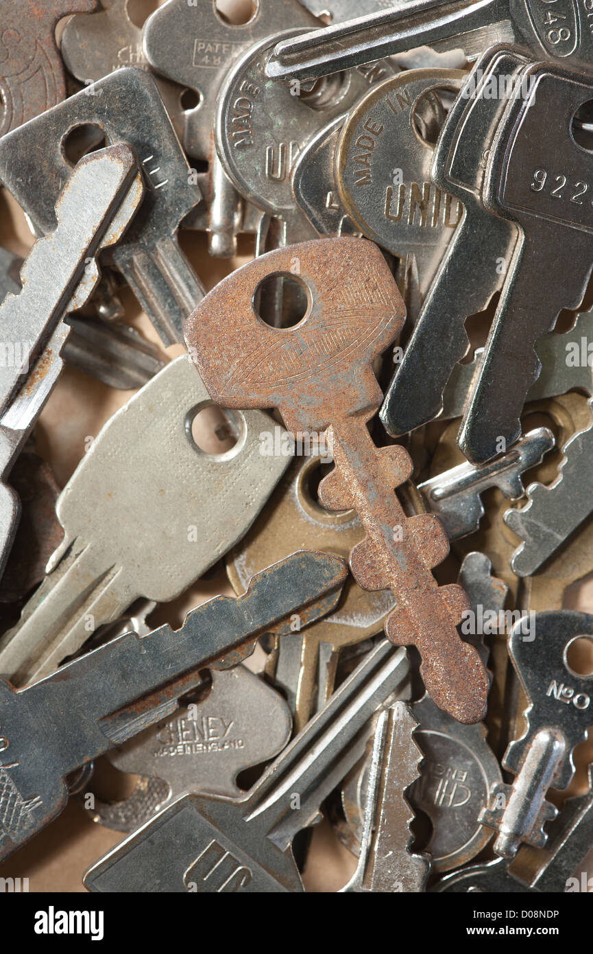 collection of old used rusty and shiny keys antique Victorian Edwardian ...