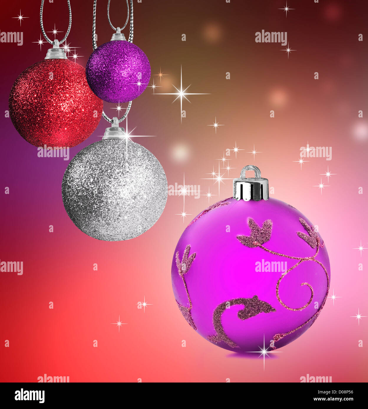 Red pink christmas baubles hi-res stock photography and images - Alamy