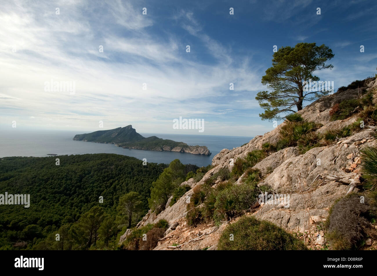 Sa Dragonera, uninhabited rocky island off Majorca, pedestrian walkways ...
