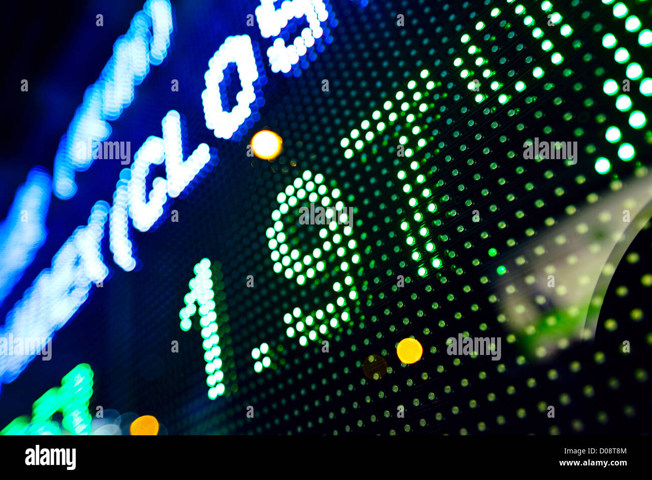 led display at night with stock infomation abstract Stock Photo - Alamy