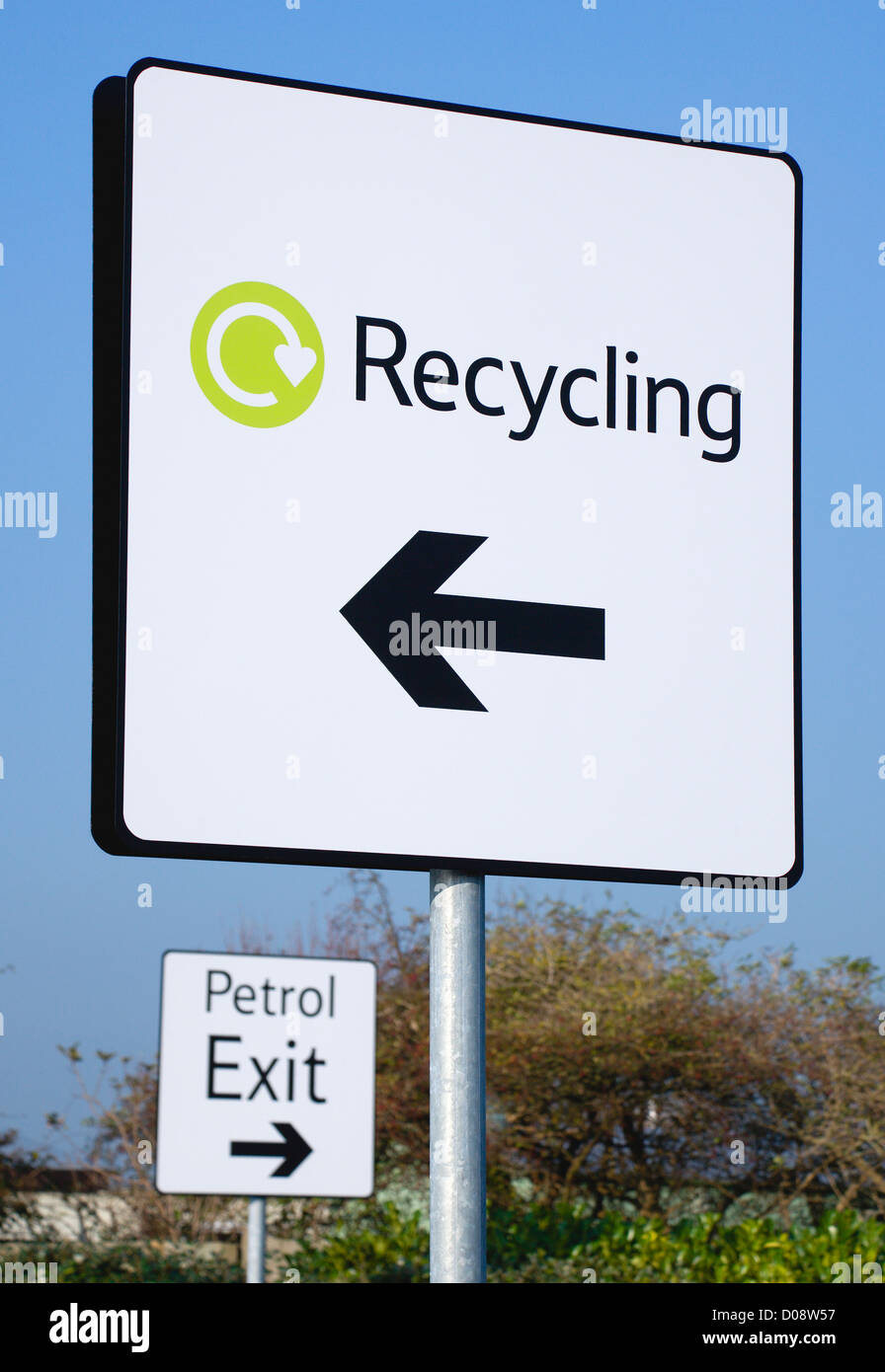 Environment, Recycling, Sign in supermarket car park Stock Photo - Alamy