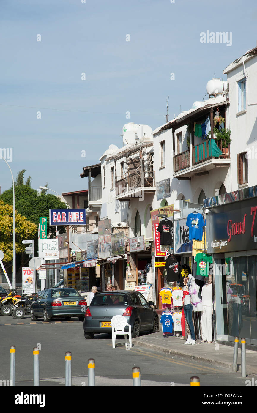 Shops on the seafront in the Cypriot holiday resort of Paphos Cyprus ...