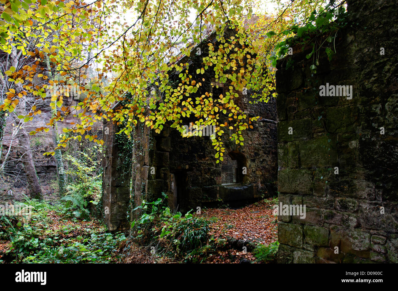 The remains of old wartime gunpowder factory on the River North Esk ...
