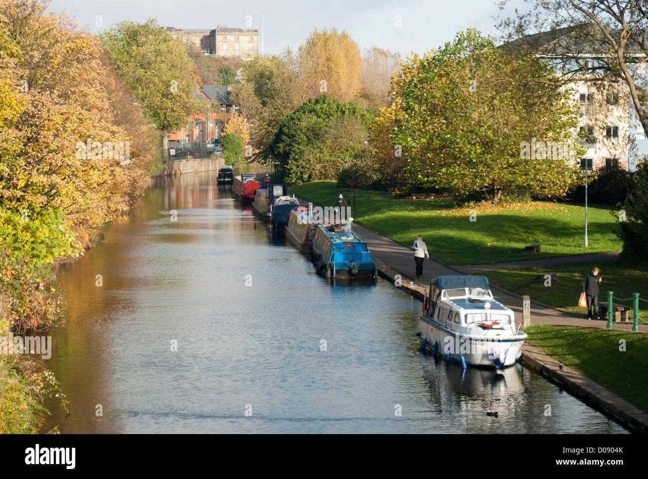 A view of Nottingham canal with Nottingham Castle Museum in the ...