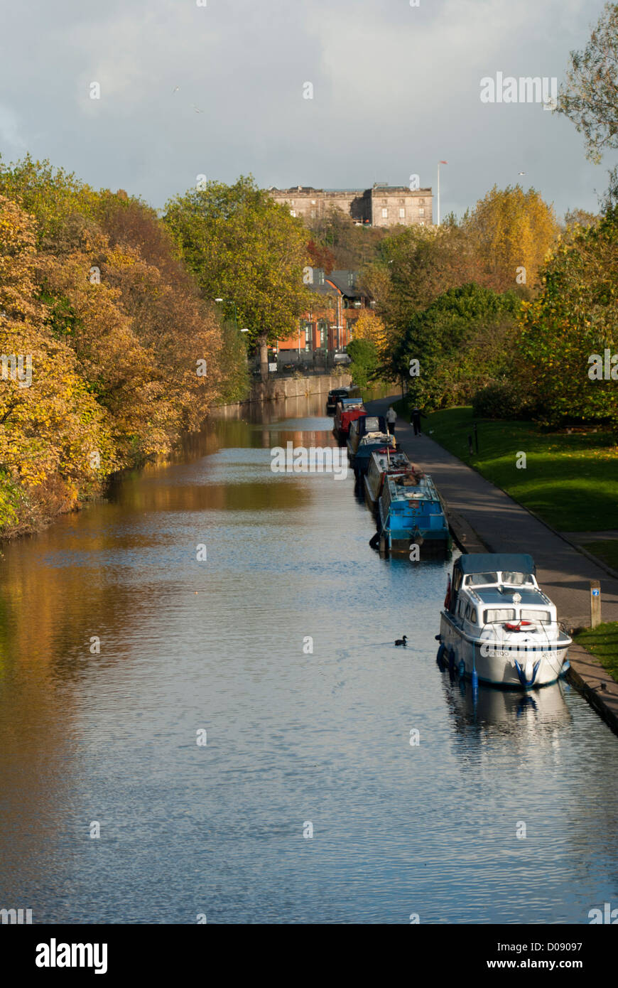 A view of Nottingham canal with Nottingham Castle Museum in the ...