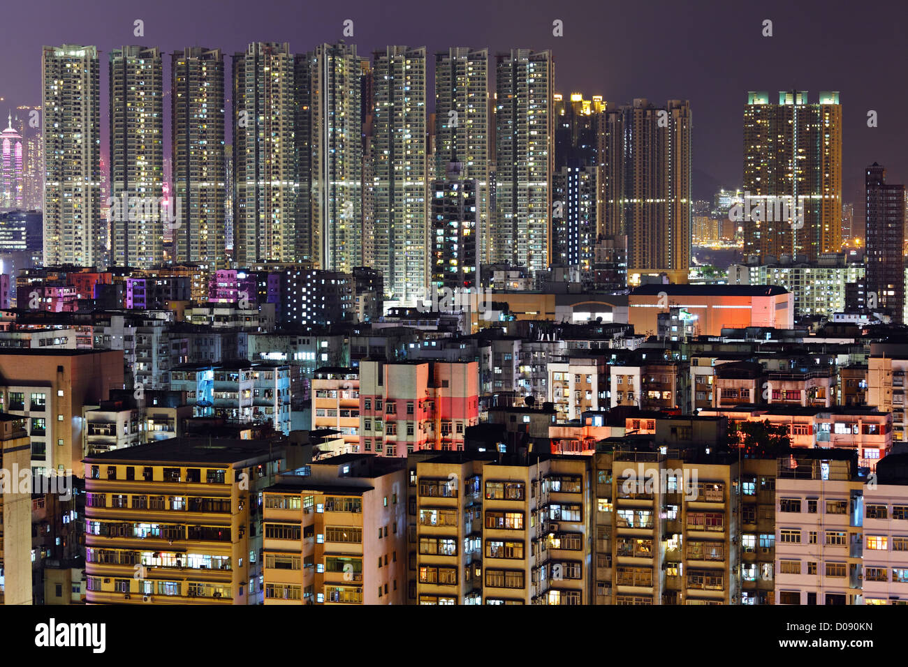 apartment building at night Stock Photo - Alamy